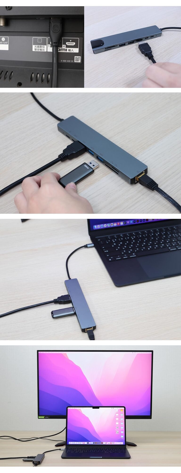 八合一 USB Type C Hub 集線器 | 說明書&安裝方式 - za3c 喆安官網
